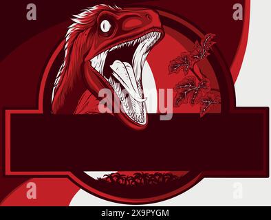 vector illustration of velociraptor head logo on white background Stock ...