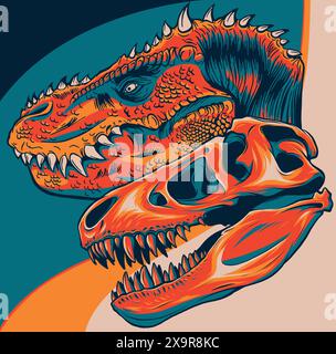 cartoon t-rex who was very angry, staring and grinning vector Stock ...