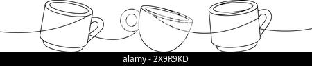 Espresso coffee cups one line continuous drawing. Hand drawn elements ...