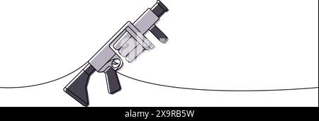 Modern grenade launcher one line continuous drawing. Various modern ...