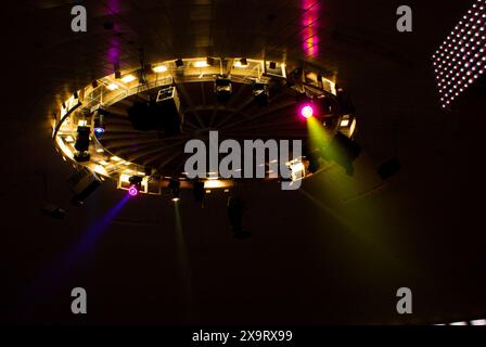 Concert stage spot lighting rigging structure for a live musical ...