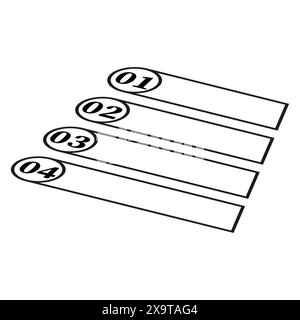 Infographic timeline labels. Four numbered steps. Black outline vector ...
