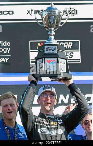 Austin Cindric celebrates after winning a NASCAR Cup Series auto race ...