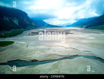 Lake Reschen Italian Lago di Resia, Reschensee is a reservoir in the ...