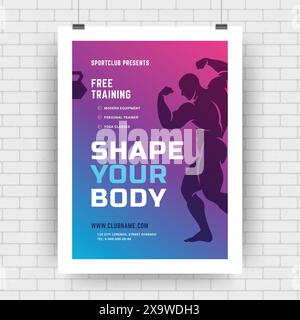 Fitness center flyer modern typographic layout, event cover design ...