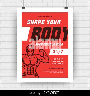 Fitness center flyer modern typographic layout, event cover design ...