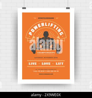 Fitness center flyer retro typographic layout, event cover design ...