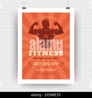 Fitness center flyer modern typographic layout, event cover design ...
