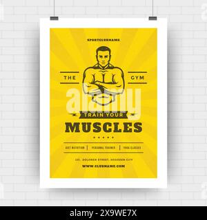 Fitness center flyer modern typographic layout, event cover design ...