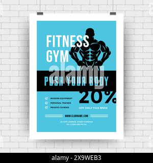 Fitness center flyer modern typographic layout, event poster design ...