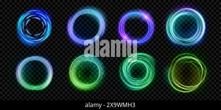 Set of halo neon light effects isolated on transparent background ...