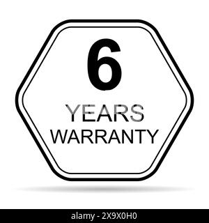 Six years warranty shadow icon, badge seal guarantee certificate ...
