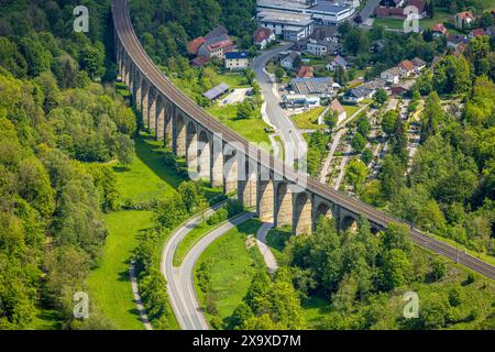 Aerial view, Altenbeken Viaduct, Adenauerstraße, railroad viaduct ...