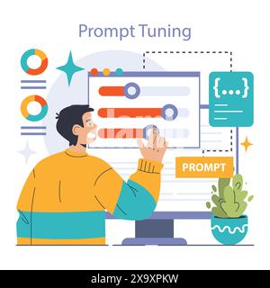 Prompt-engineers writing a command to a artificial neuron network set. Artificial intelligence ...