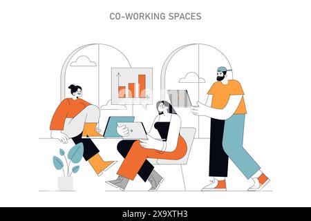 Co-working Spaces concept Interactive and dynamic shared spaces ...