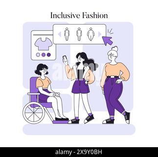 Inclusive fashion concept. Diverse women enjoying accessible fashion ...