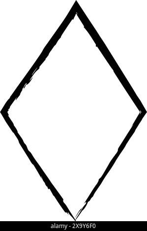 Frame rhombus texture element, outline border grunge shape icon ...