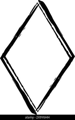Frame rhombus texture element, outline border grunge shape icon ...