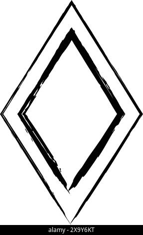 Frame rhombus texture element, outline border grunge shape icon ...