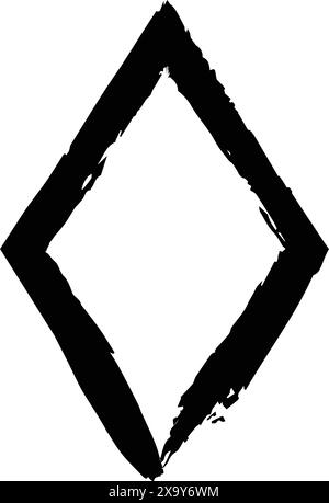 Frame rhombus texture element, outline border grunge shape icon ...