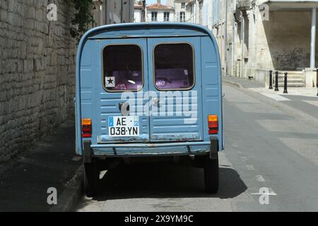 Blue Citroen 2CV Van rear in french street Stock Photo - Alamy