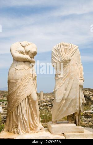 The statues at the House of Cleopatra on Delos Island, Greece Stock ...
