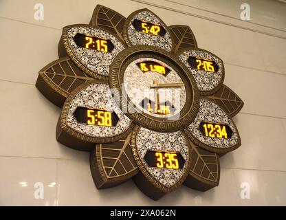Islamic prayer clock in Sheikh Zayed bin Sultan al-Nahyan Mosque (Grand ...