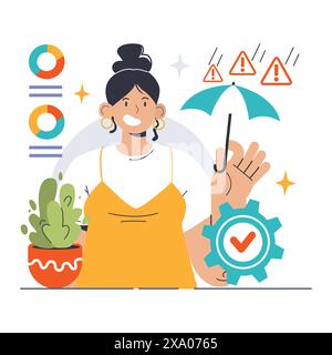 Risk Mitigation concept. Confident professional with an umbrella ...