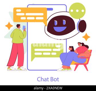 Chatbot support service concept 6 colorful flat compositions with ...