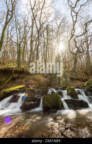Long exposure of a waterfall on the Hoar Oak Water river at Watersmmet ...