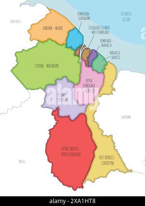 Map of Guyana with the provinces, Mahaica-Berbice is highlighted Stock ...