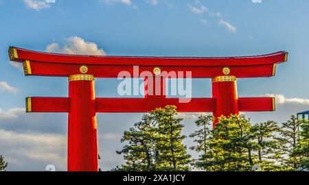 Colorful Large Red Tori Gate Heian Shinto Shrine Kyoto Japan. Tori ...
