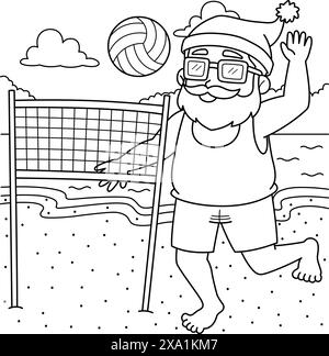 Christmas in July Santa with Volleyball Isolated Stock Vector Image ...