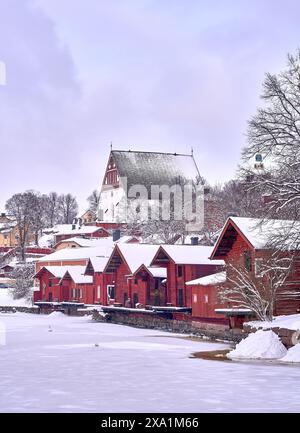 Winter view of historic Porvoo Old Town Stock Photo - Alamy