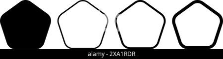 Set of geometric frames with rounded corners. Square, pentagon, hexagon ...