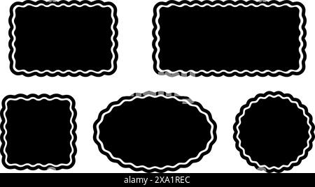 Oval shape with wavy edges. Geometric form with scallop borders. Blank ...