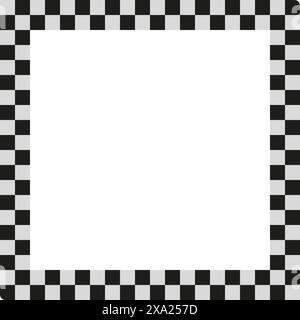 Checkered outline frame. Classic black squares. Minimal corner design ...