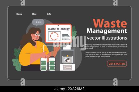 Waste to energy innovation. Enthusiastic woman showcasing a modern ...