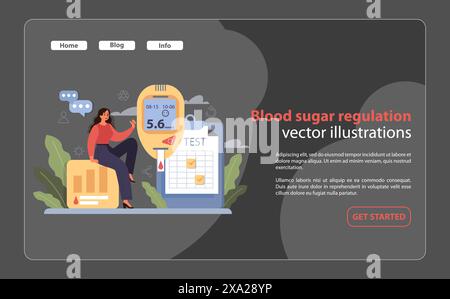 Blood Sugar Regulation guide. A woman interacts with a glucose meter ...