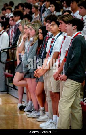 Uniformed Hispanic, Asian and Caucasian students at a Southern ...