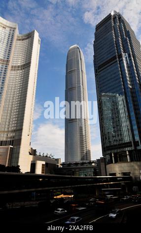 Looking up at Hong Kong's skyline in the rain Stock Photo - Alamy