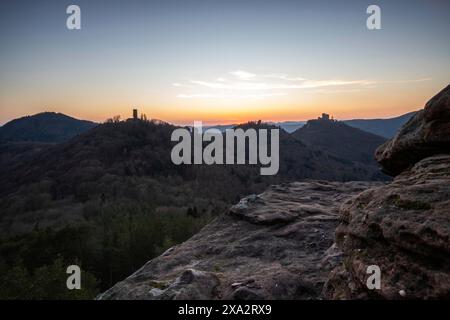 View of Trifels Castle, from Engels Landing rock, with the young tower ...