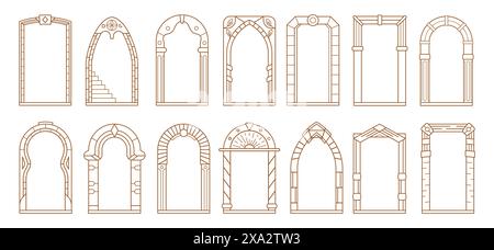 Arch door frames and entrance doorways or gateway in architectural ...