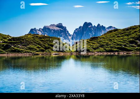 Eastern Dolomites. Sappada, Olbe Lakes. Breathtaking view of the upper ...