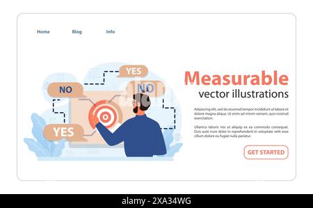 Measurable outcomes visualized. Man assessing task results with clear ...