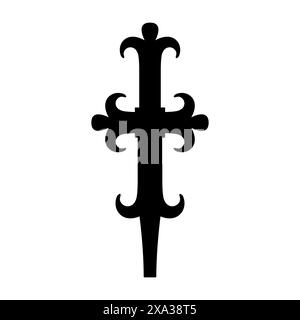 Ornamental Christian cross, complex shape of a symbol, outline Stock ...