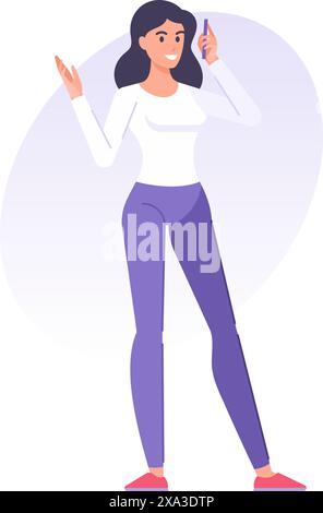 Cartoon woman wearing casual clothes over white background, vector ...