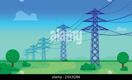 transmission electric pylon cartoon vector illustration Stock Vector ...