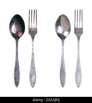 Polished and tarnished sterling silver cutlery handles, old and often ...
