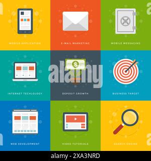 Mail target icon flat vector. Hunter group. Media arrow isolated Stock ...